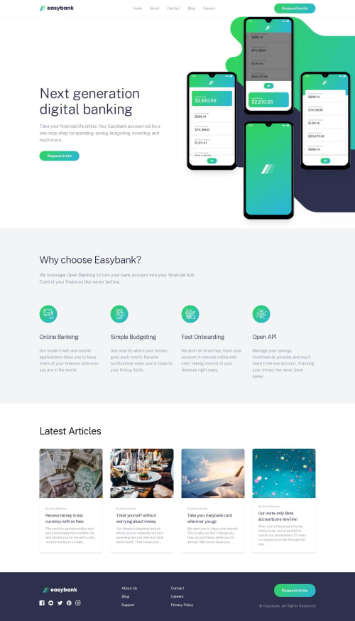 Frontend Mentor | Easybank Landing Page using Next JS & Tailwind CSS coding challenge solution