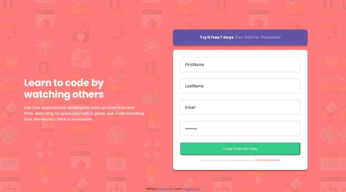 Intro Component With Signup-form, using html, CSS and Javascript coding challenge solution