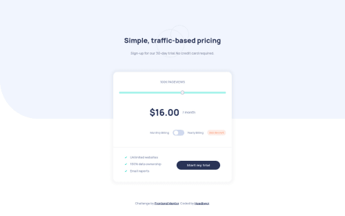 Frontend Mentor | Interactive pricing component with Tailwindcss coding challenge solution
