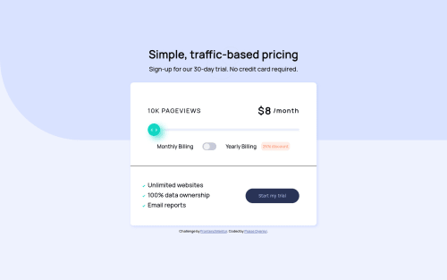 Frontend Mentor | Interactive pricing component built with HTML, CSS an JS coding challenge solution