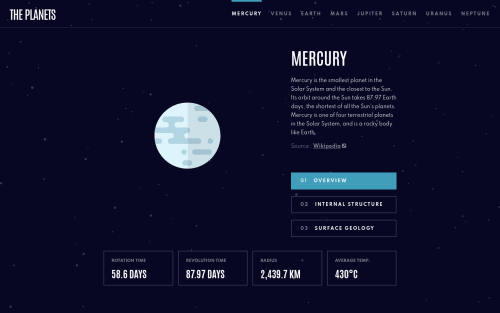 Frontend Mentor | Planets fact site | HTML, CSS and JS ( one page ) coding challenge solution