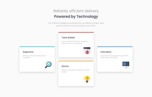 Four Card Feature Section solution using CSS Grid & Flexbox coding challenge solution