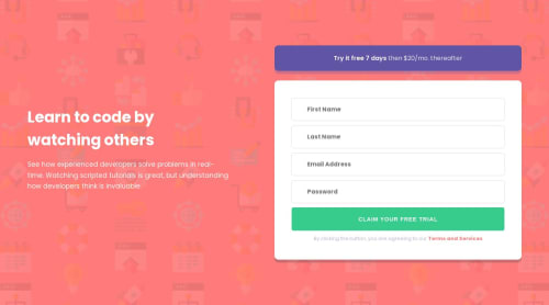 Frontend Mentor | Signup Form with CSS Grid - Flexbox and JS coding challenge solution