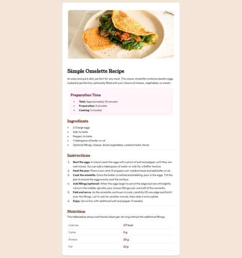 Frontend Mentor | Recipe page using HTML and CSS coding challenge solution