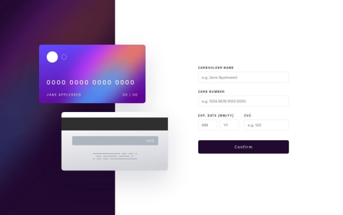 Frontend Mentor | Responsive and Interactive card details form coding challenge solution