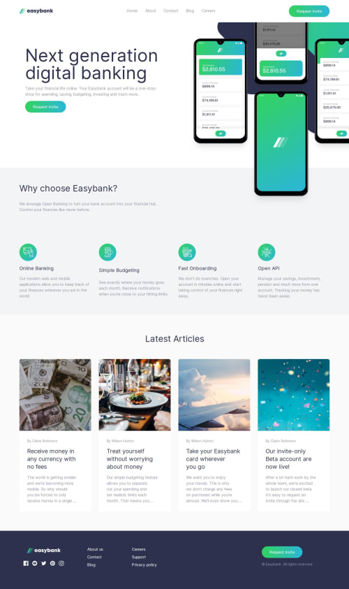 Frontend Mentor | Easybank solution with TailwindCSS and framer-motion - Facundo Solé coding ...