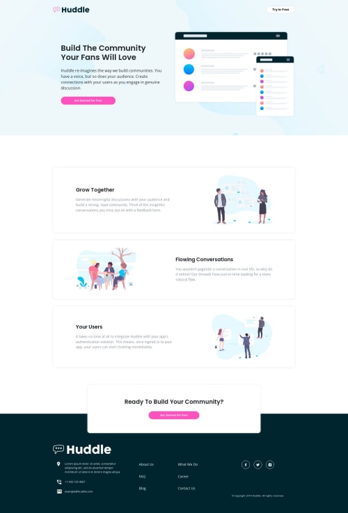 Frontend Mentor | FEM-huddle-landing-page using HTML and CSS coding challenge solution