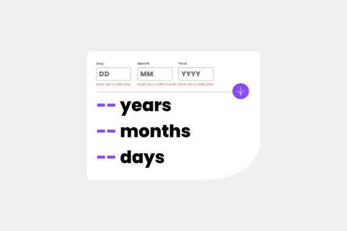 Age Calculator App using HTML, CSS and Javascript coding challenge solution
