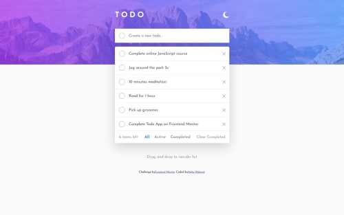 Frontend Mentor | Todo app using react coding challenge solution