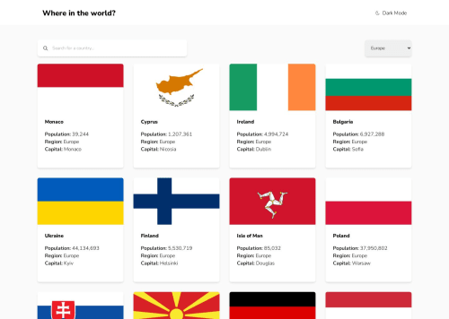 Rest Countries with React and tailwindcss coding challenge solution | Frontend Mentor