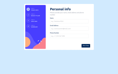 React JS multi step form coding challenge solution | Frontend Mentor