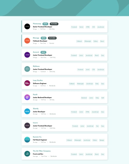 Frontend Mentor | Job Listings built with HTML | CSS | REACT | VITE - MikDra1 coding challenge ...