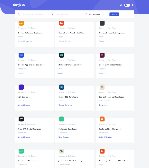 Frontend Mentor | Devjobs web app with React JS coding challenge solution