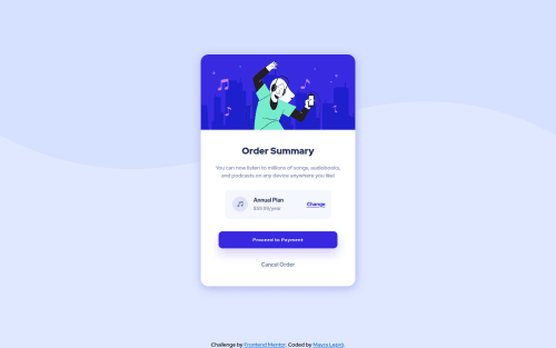 Frontend Mentor | Order Summary Card using Flexbox and CSS Grid coding challenge solution