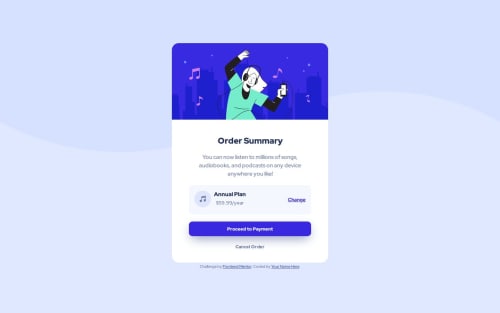 Frontend Mentor Order Summary Component Coding Challenge Solution