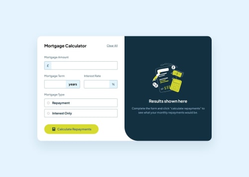 Frontend Mentor | Mortgage Calculator using HTML, CSS, TypeScript and Angular coding challenge ...