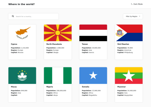 Frontend Mentor | REST Countries with dark mode coding challenge solution