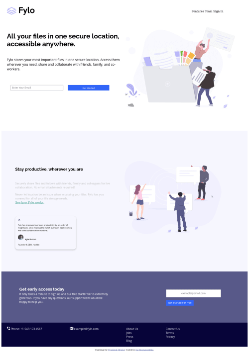 Frontend Mentor | fylo-landing-page-with-two-column-layout-master using HTML and CSS coding ...