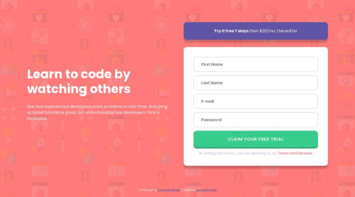 Frontend Mentor | Intro Component With Singup Form coding challenge solution