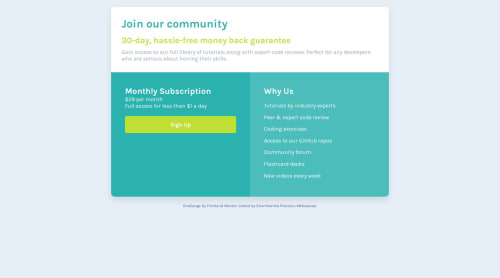 Frontend Mentor Single Price Grid Component Using Html5 Css3