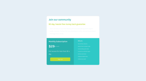 Single price grid component using html and css coding challenge solution | Frontend Mentor