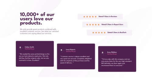 Social proof section using React Js coding challenge solution