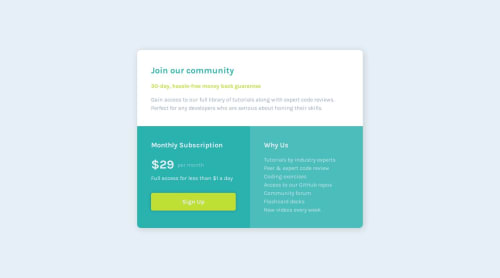 Frontend Mentor Single Price Grid Component 🟩 [ Css Grid Bem