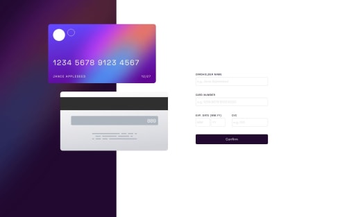 Interactive Card with HTML, CSS, Vanilla JS coding challenge solution