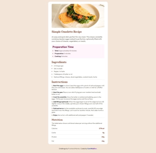 Frontend Mentor | Recipe App using flexbox coding challenge solution