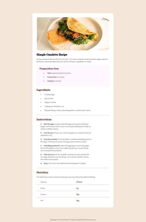 Simple and fully responsive Recipe Page (HTML & CSS Only) coding challenge solution