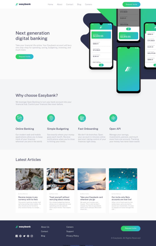 Frontend Mentor | Easybank landing page just HTML, CSS, JS. coding challenge solution