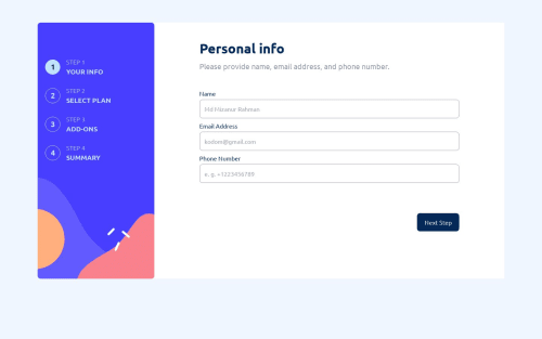 Frontend Mentor | Multi Step Form with React with Context API and Tailwind CSS coding challenge ...