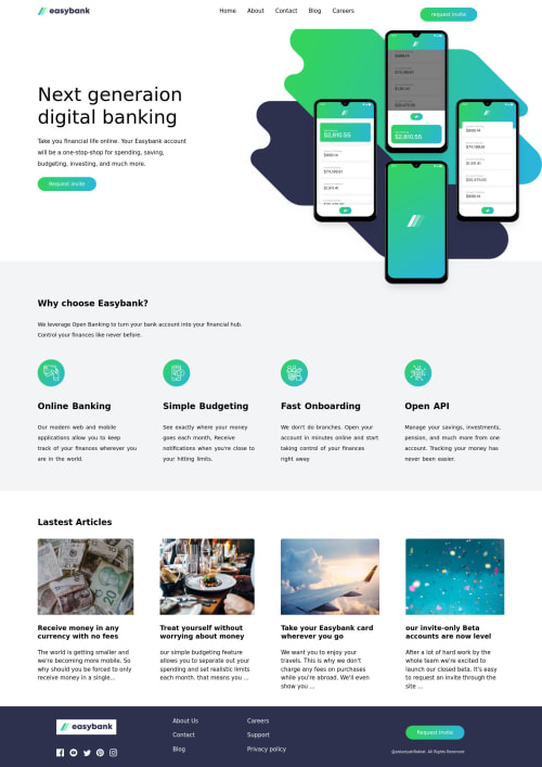 Frontend Mentor | Responsive easybank landing page with HTML, CSS and JavaScript coding ...