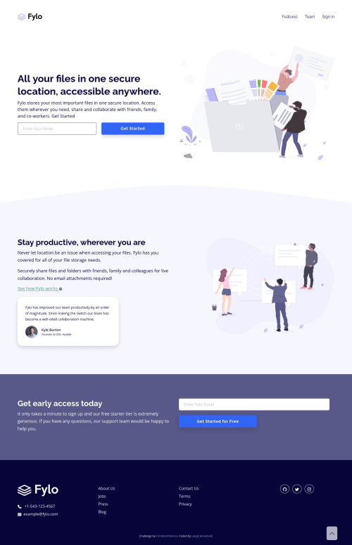 Fylo landing page, with Bootstrap coding challenge solution | Frontend ...