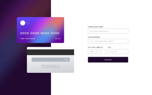 Responsive Interactive card details form using Tailwind CSS and Vite ...