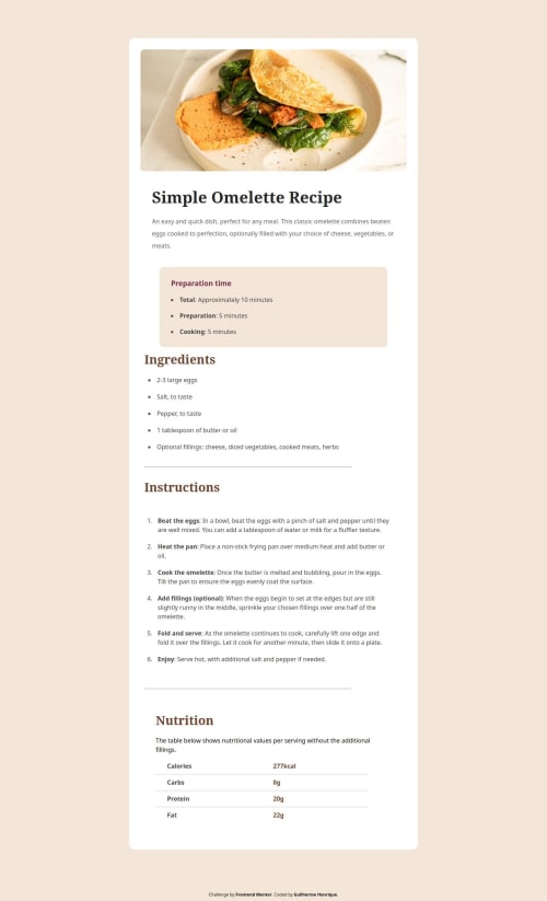 Frontend Mentor | Recipe Page using html and css coding challenge solution