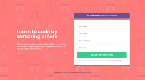 Frontend Mentor | Responsive sign-up form with React, Hooks, conditional rendering of bg coding ...