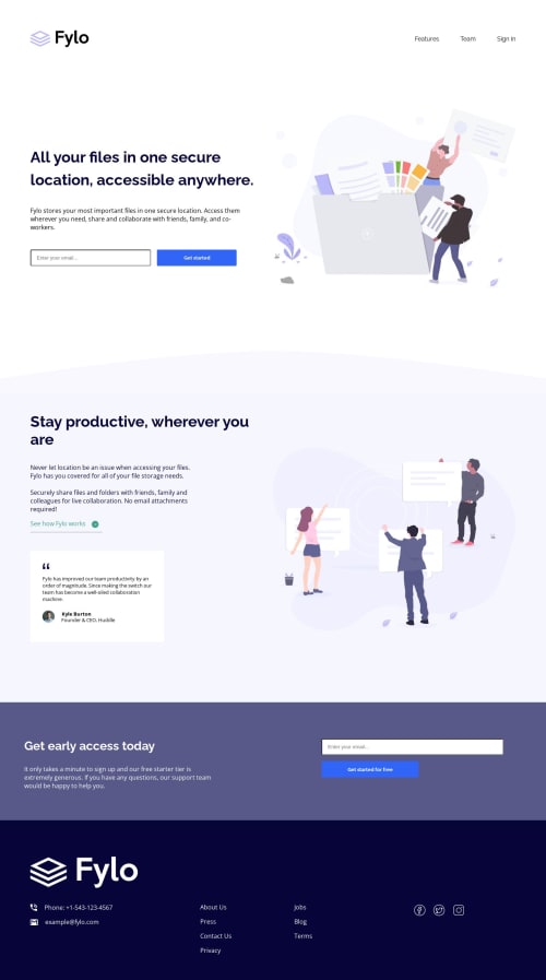 Frontend Mentor | Fylo landing page with two column layout coding challenge solution