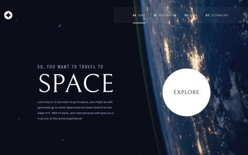 Frontend Mentor | Space Tourism Multi-Page Website coding challenge solution