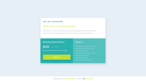 Single price card using CSS grid and bem methodology coding challenge solution | Frontend Mentor