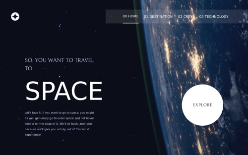 Frontend Mentor | space tourism site solution with react. coding challenge solution