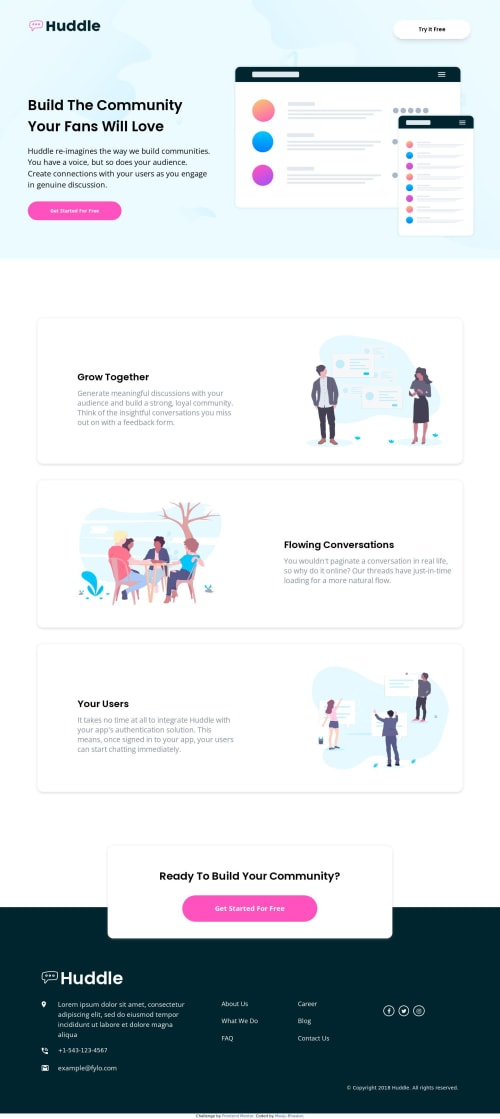 Frontend Mentor | Huddle-Landing-Page-with-alternating-feature-blocks coding challenge solution