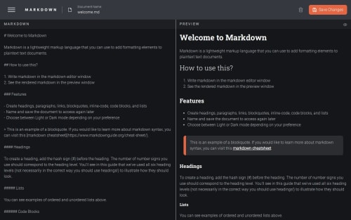 Inbrowser Markdown Editor using Angular coding challenge solution