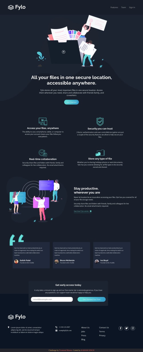 Frontend Mentor | Fylo Dark Theme Landing Page coding challenge solution