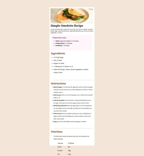 Frontend Mentor | Recipe page using HTML and CSS coding challenge solution
