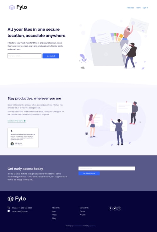 Frontend Mentor | Fylo landing page using HTML, CSS (Flexbox) coding challenge solution
