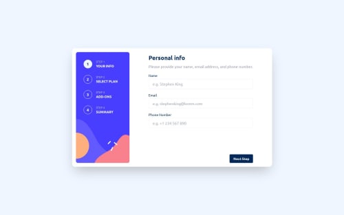 Frontend Mentor | Multi step form using react js and tailwind css coding challenge solution