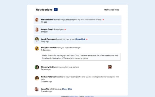 Frontend Mentor | Notification Page using HTml, CSS and JavaScript. coding challenge solution