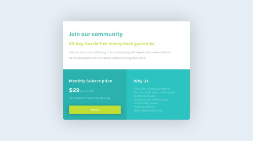 Single-Price-Grid, Grid for basic Layout + Flex within each cell coding challenge solution