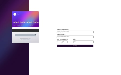 Frontend Mentor | Interactive card using JavaScript and CSS coding challenge solution